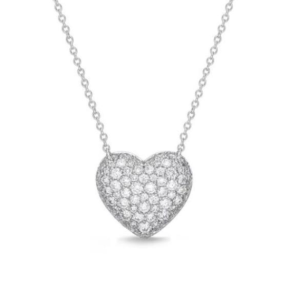 Memoire Pave Diamond Heart Necklace, 0.50ctw - Underwoods Jewelers
