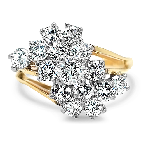 Estate Waterfall Cluster Diamond Ring - Underwoods Jewelers