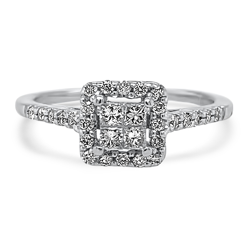 Estate Square Diamond Halo Ring - Underwoods Jewelers