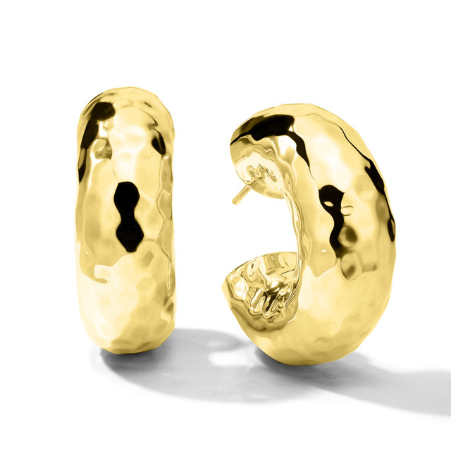 Small Hammered Hoop Earrings in 18K Gold - Underwoods Jewelers