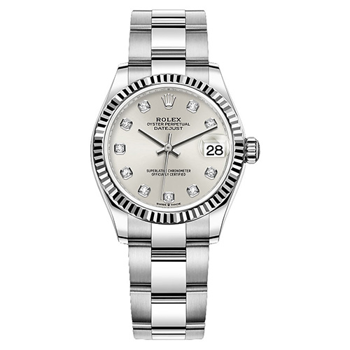 Reconditioned 31mm Rolex Datejust with Silver Diamond Dial - Underwoods ...