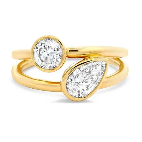 Bezel-Set Pearl & Round Diamond By-Pass Ring - Underwoods Jewelers