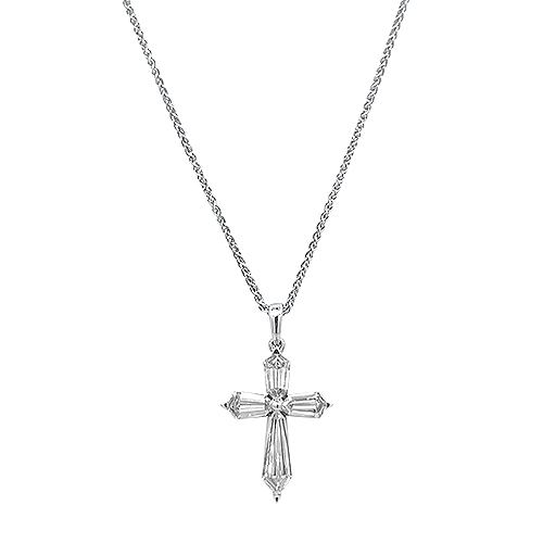 .95ctw Kite Shaped Diamond Cross Pendant - Underwoods Jewelers