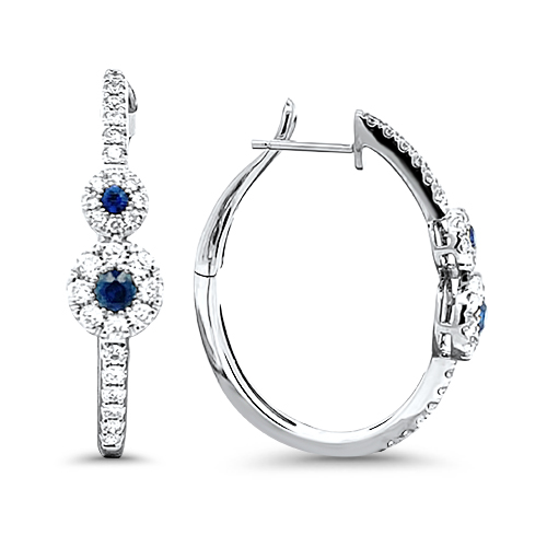 Sapphire & Diamond Hoops - Underwoods Jewelers