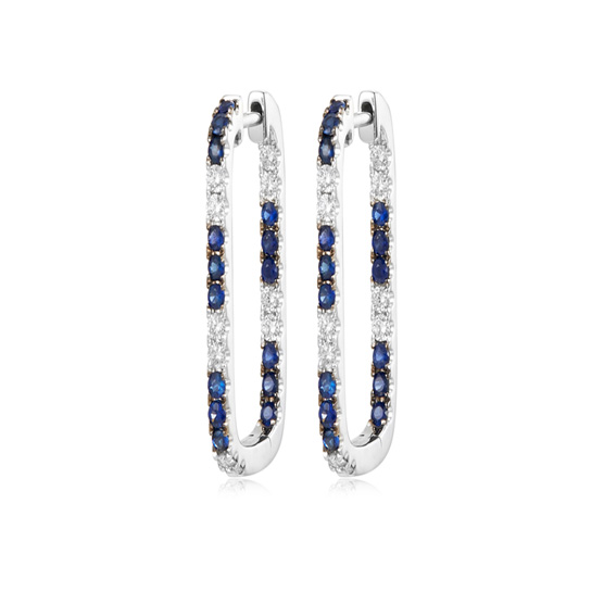Sapphire & Diamond Rectangular Hoops - Underwoods Jewelers