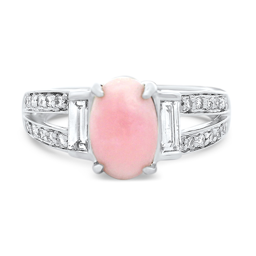 Platinum Conch Pearl & Diamond Ring - Underwoods Jewelers